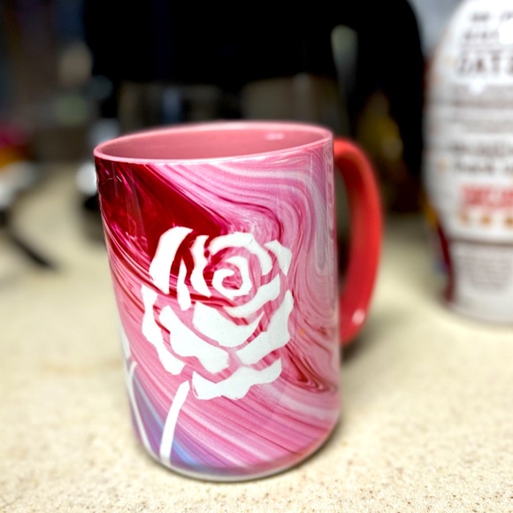 Handmade | Kitchen | Custom Designed Pink And Red Swirl Mug With White ...